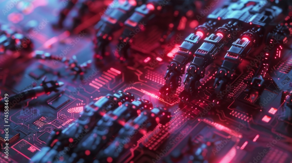 Technological catastrophe visualized through corrupted malware ...