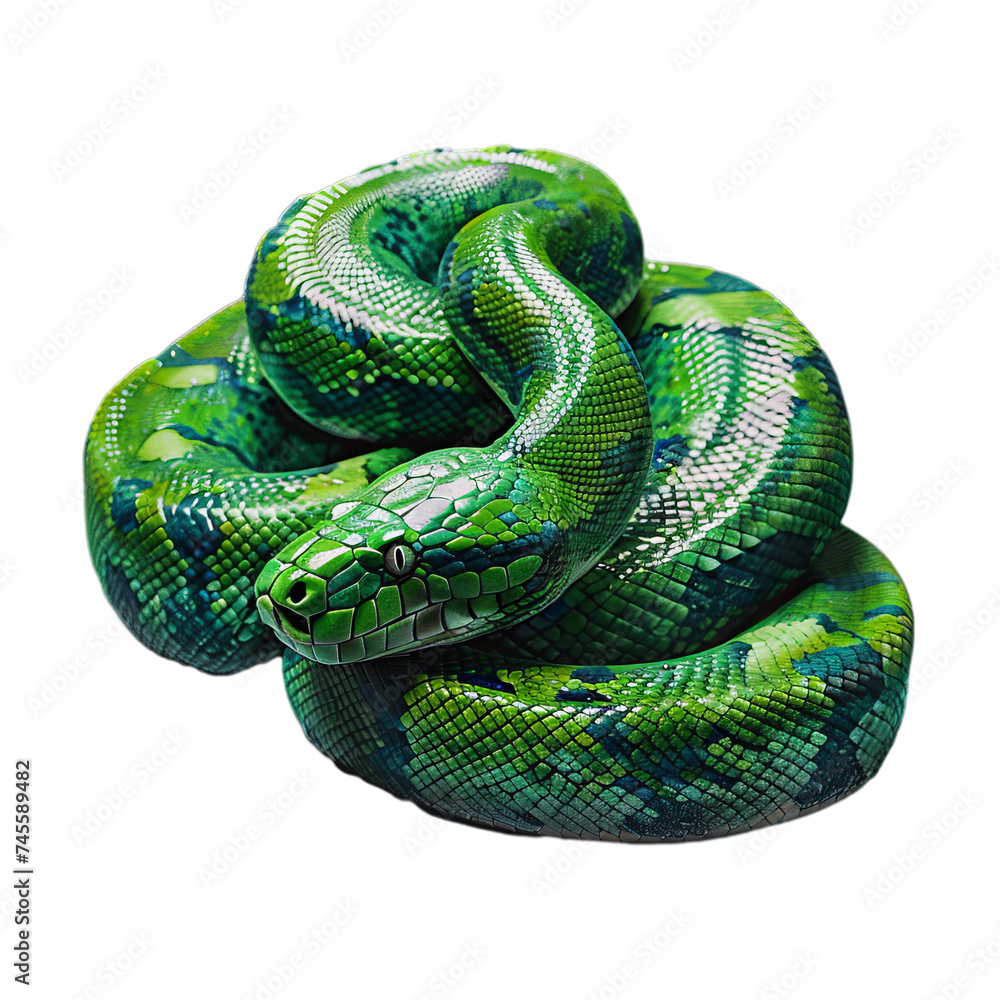 emerald tree boa isolated on transparent background, png Stock Photo ...