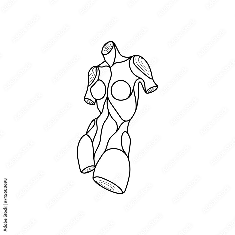 Woman mannequin overalls dress, abstract emblem, logo design, workshop ...