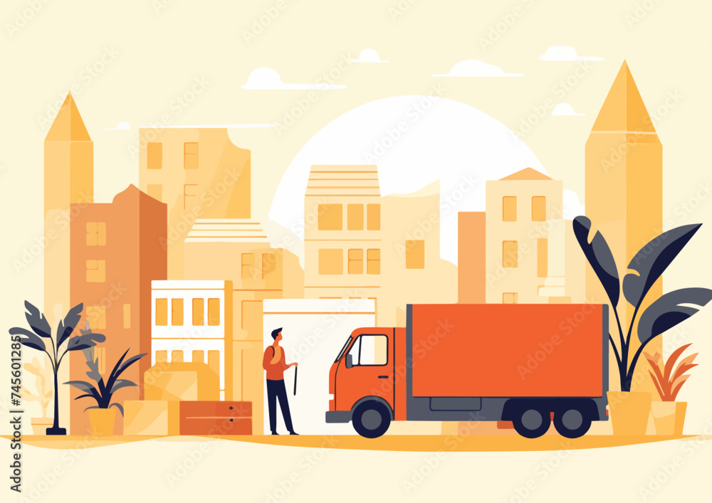 Cargo delivery service concept vector illustration Cartoon flat ...
