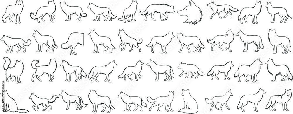 minimalist wolf line art, perfect wolf vector for modern design ...