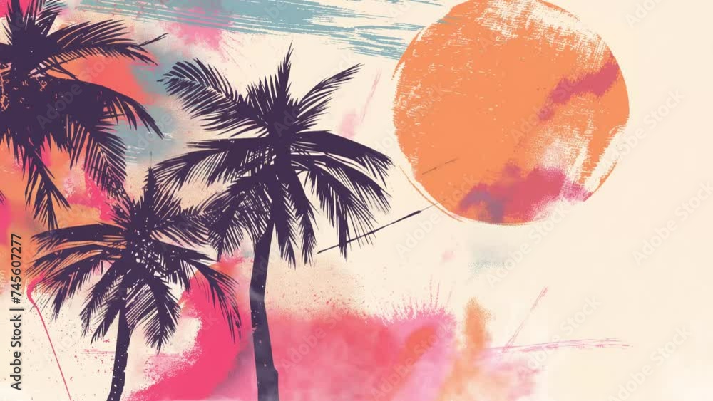 summertime backgrounds set with palm trees summer. illustration with ...