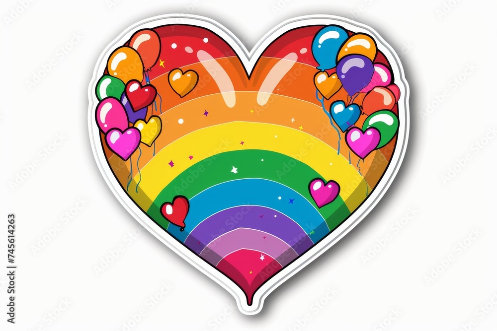 LGBTQ Sticker polyamorous love design. Rainbow pioneering sticker ...