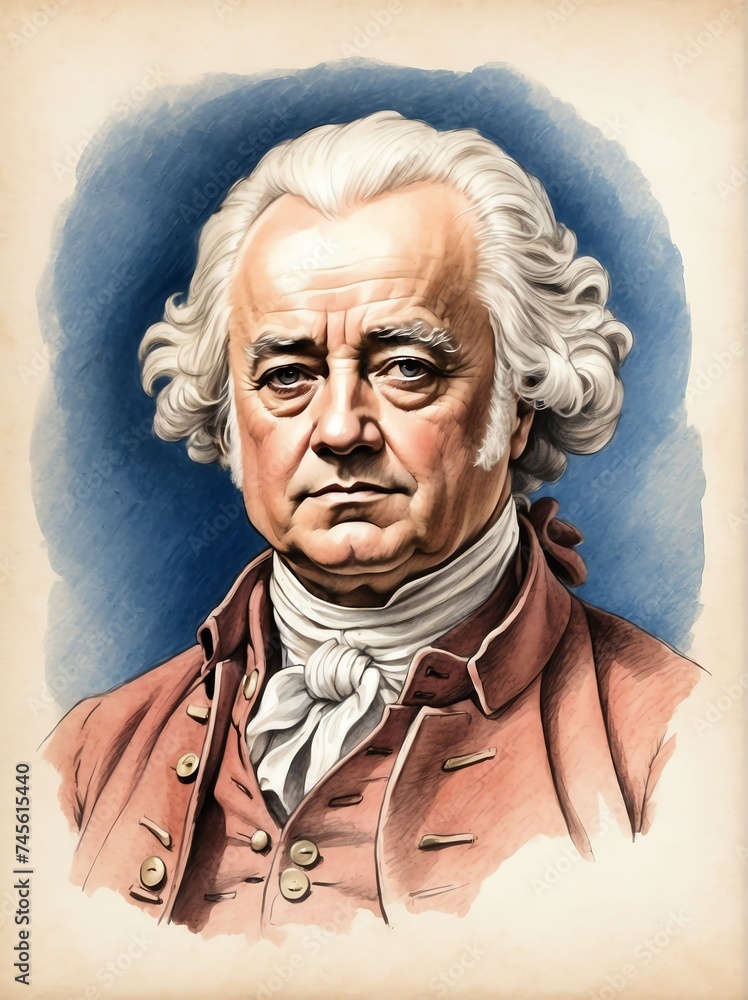 John Adams hand drawn sketch portrait on plain white background from ...