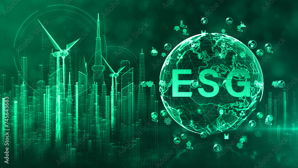 Digital illustration of ESG (Environmental, Social, Governance ...