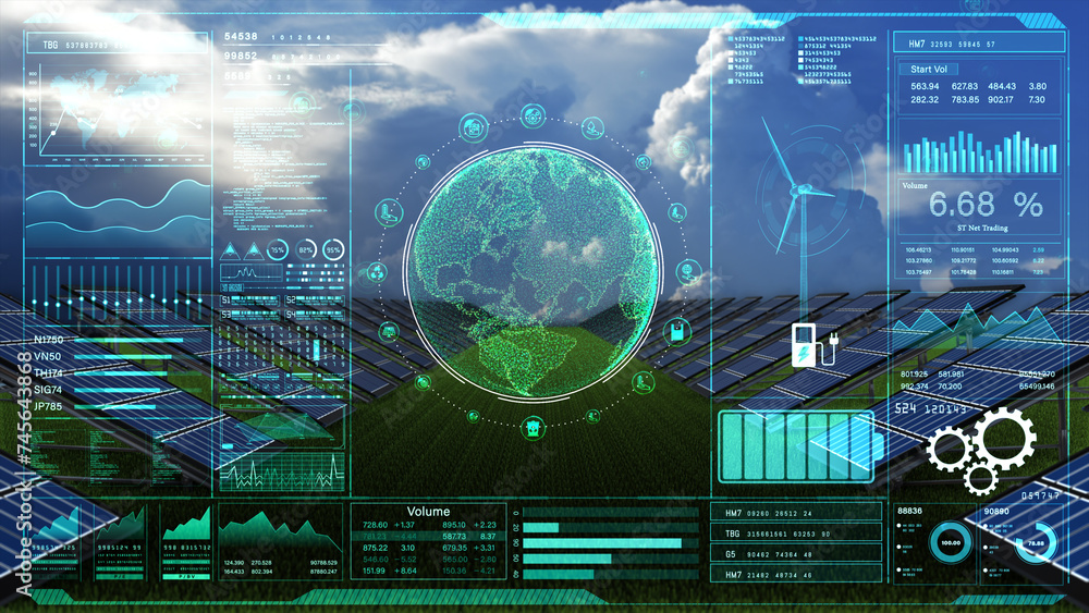 Advanced interface displaying renewable energy analytics with solar ...