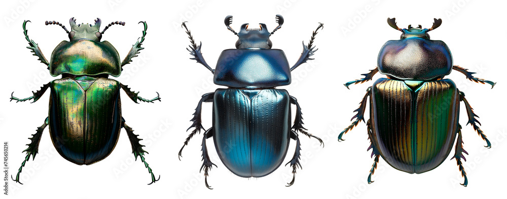 Collection of beetles. Scarab beetle, top view. Isolated on a ...