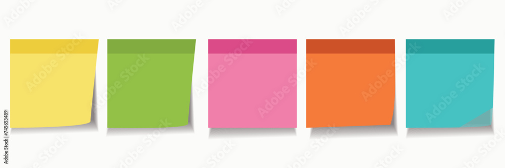 Multicolor post it notes isolated on transparent background. Colored ...