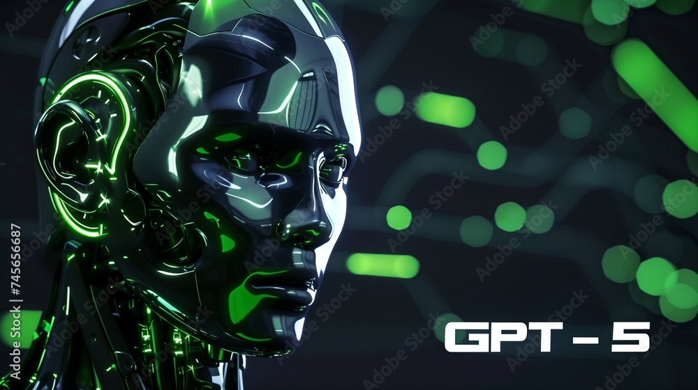 A futuristic representation of Chat GPT 5 concept featuring a glossy ...