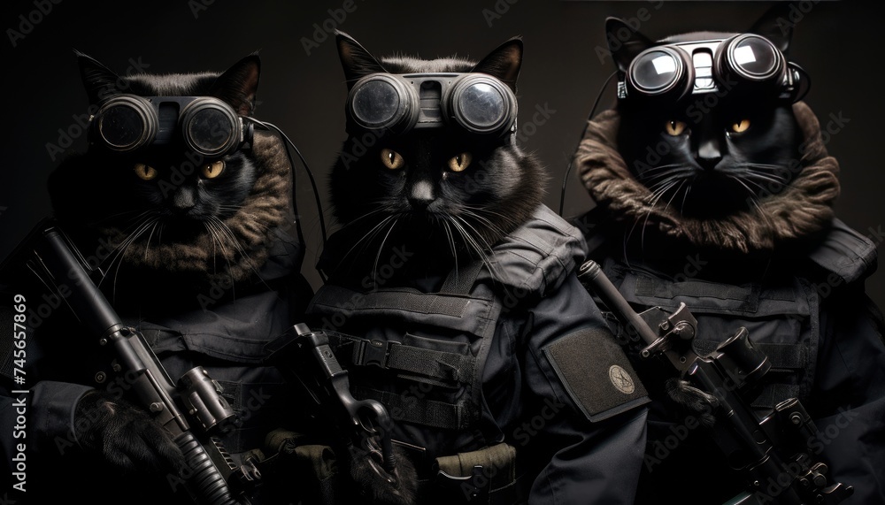 Special forces cat wearing military dress with full tactical Stock ...