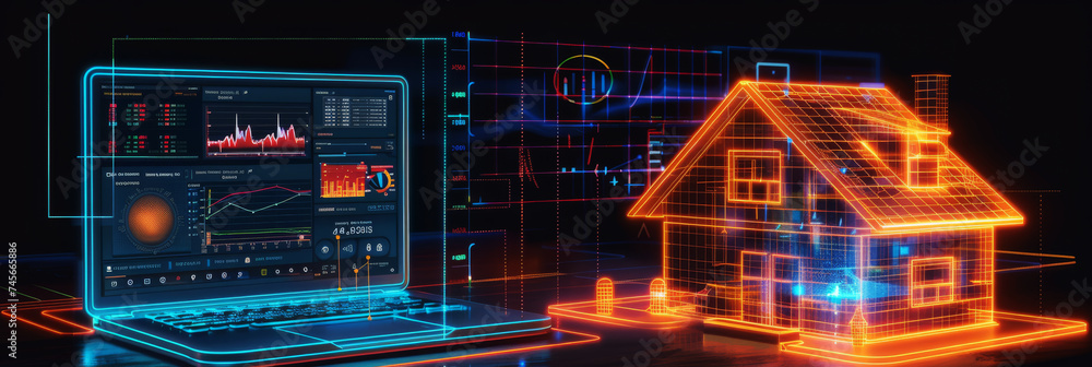 Holographic Smart Home Interface. Hologram projection of a smart home ...