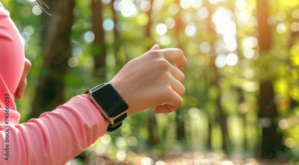 Smartwatch, hand and ai powered technology device for fitness ...