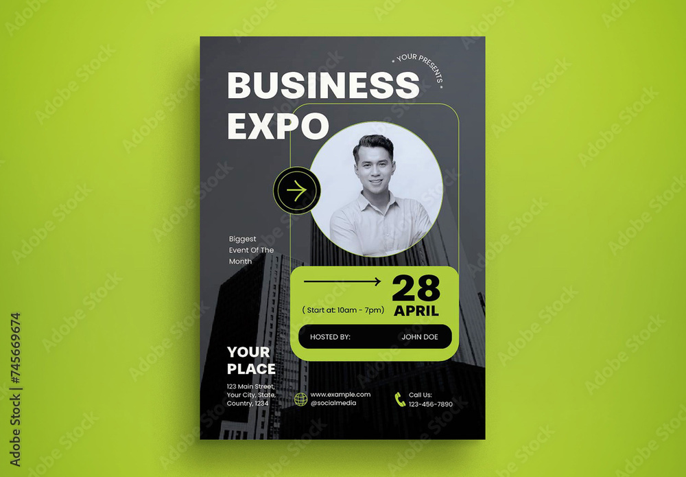 Black Edgy Business Flyer Layout Stock Template | Adobe Stock