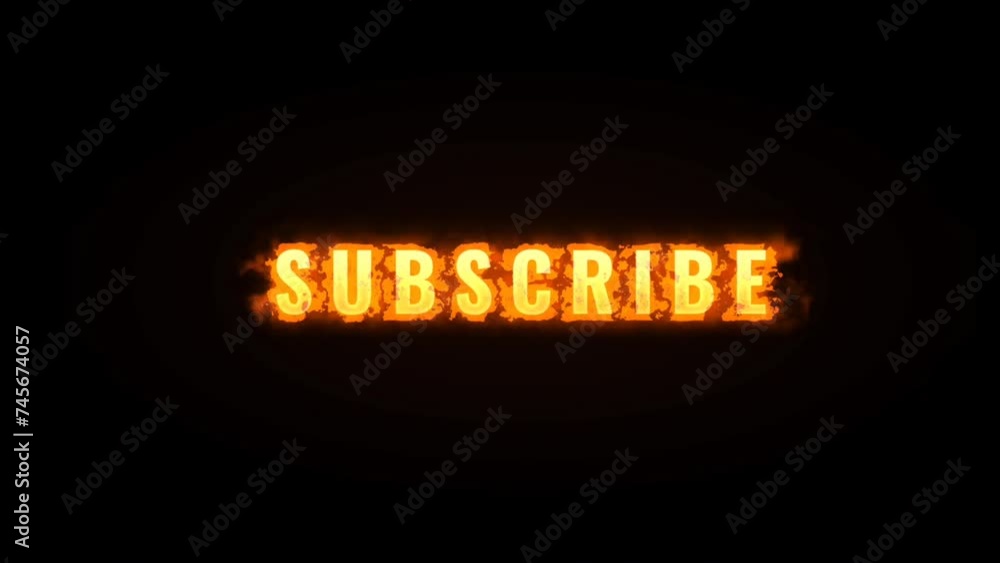 SUBSCRIBE word burning Text Animation for Social Media,black background ...