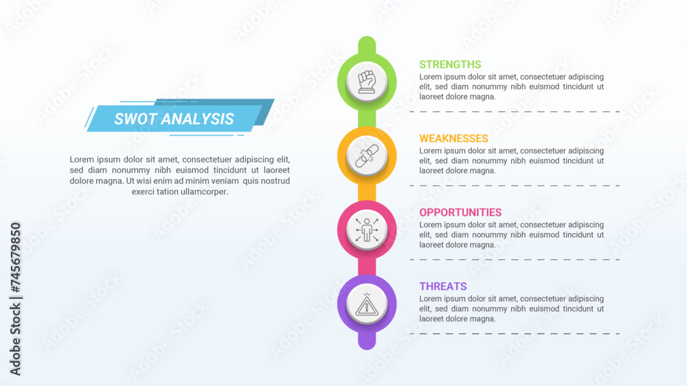 SWOT Analysis Timeline Infographic with 4 Steps and Editable Text on a ...