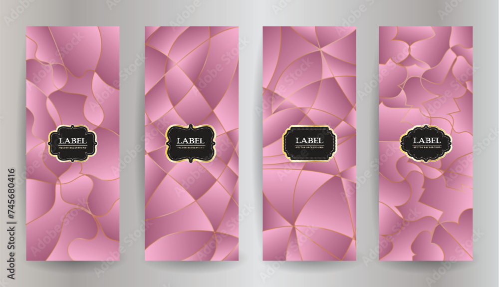 Vecteur Stock Elegant label designs with pink abstract curves and ...