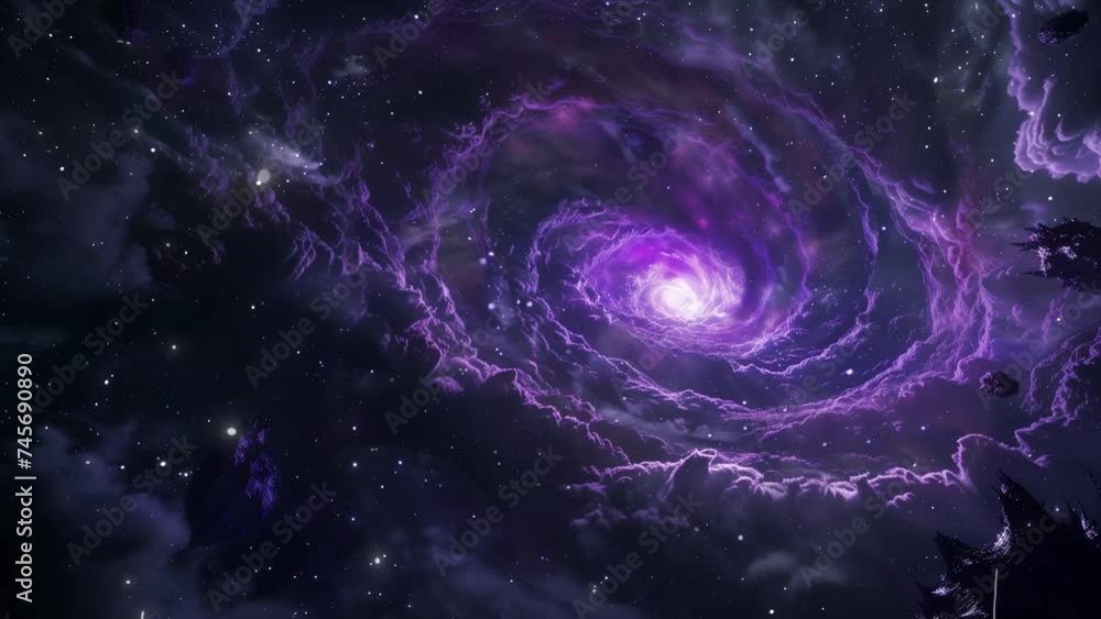 spiral galaxy in the dark starry sky. seamless looping overlay 4k ...