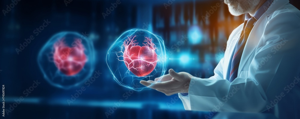 Cardiologist doctor examine patient heart functions and blood vessel on ...