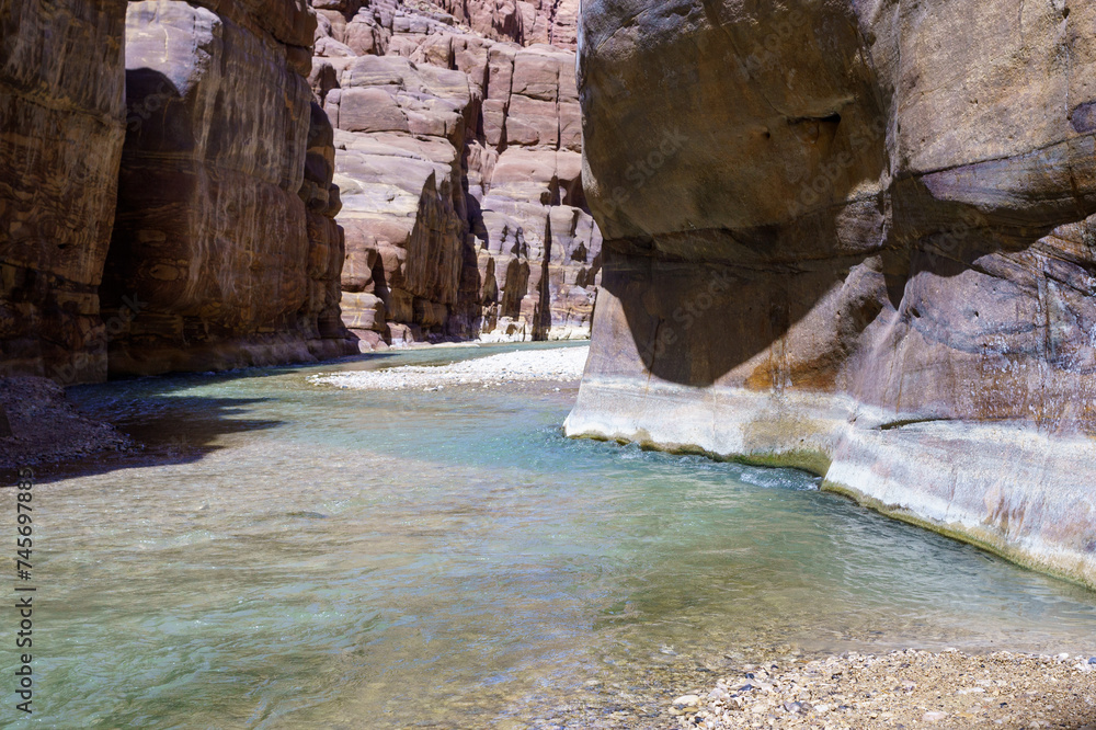 Jordan. Wadi Al Mujib Canyon in Wadi Mujib Nature Biosphere Reserve ...