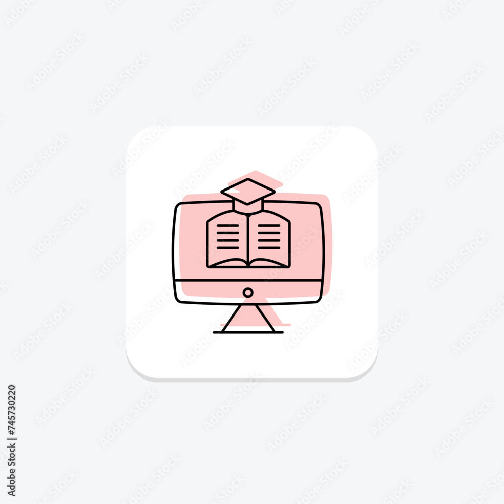 E-learning icon, online learning, digital learning, virtual learning ...