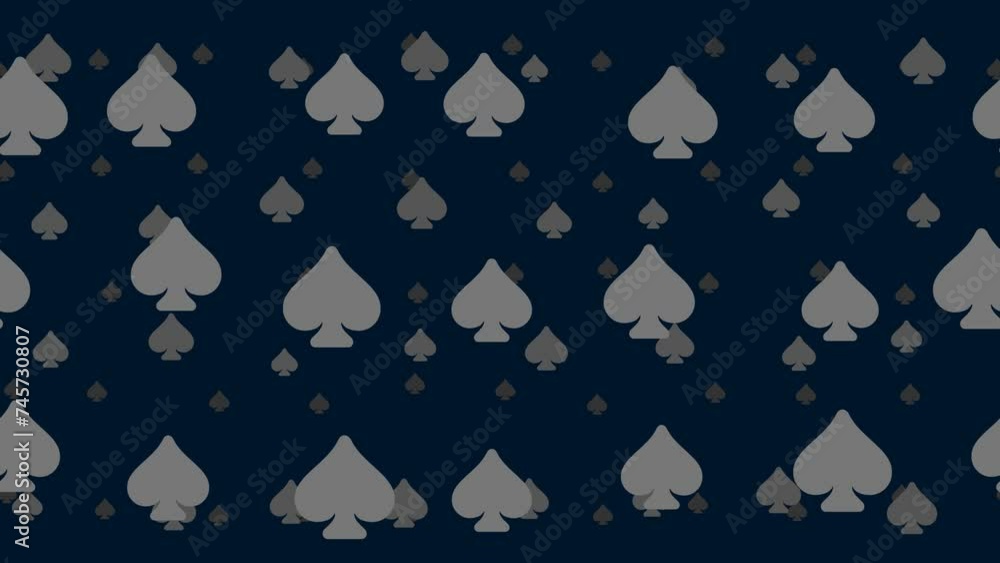 Spades float horizontally from left to right. Parallax fly effect ...