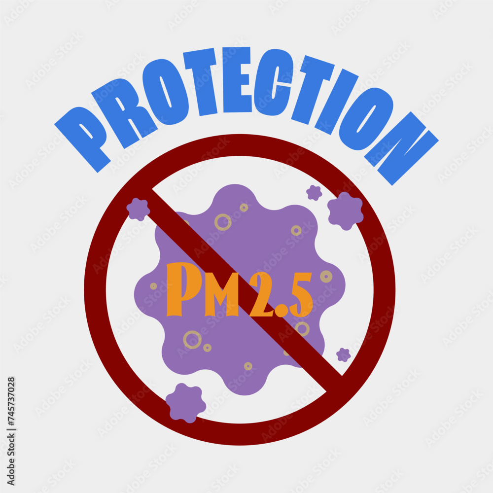 Stop PM2.5 air pollution, Warning sign red PM2.5 on white background. The concept of air ...