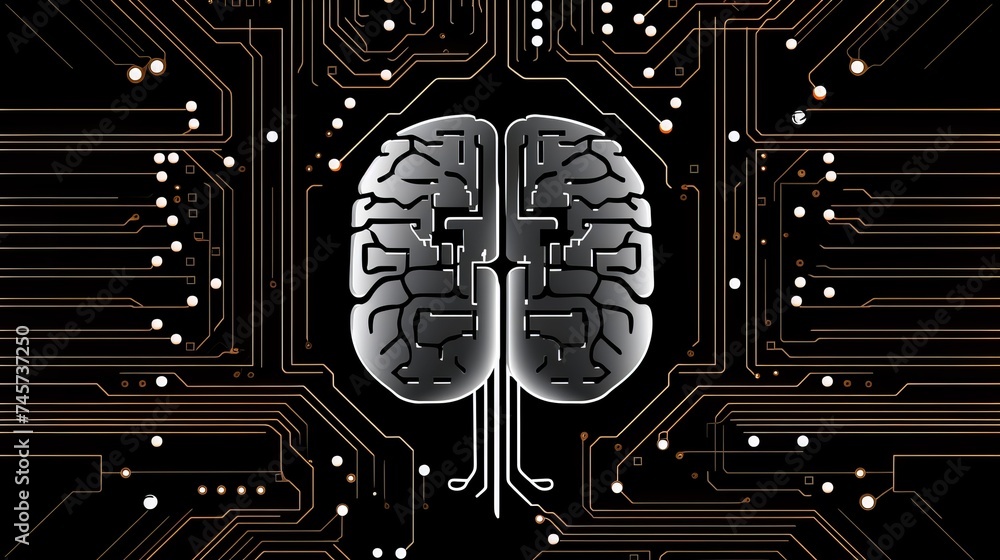 Vector printed circuit board human brain. Concept illustration of cpu ...