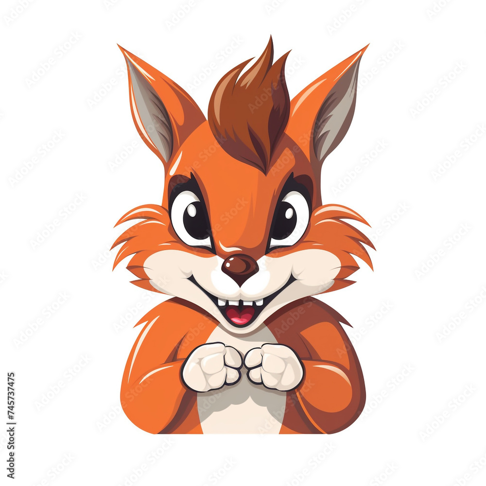 simple logo of a mad squirrel, detailed and realistic hands, white ...