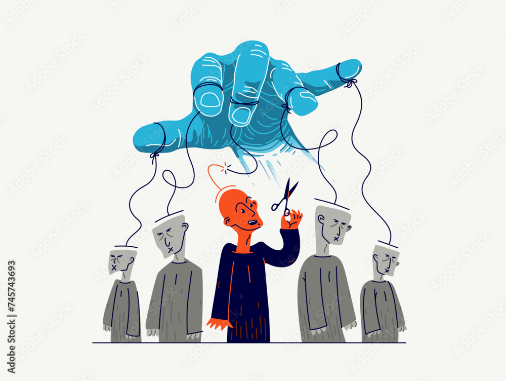 Hand of a toxic manipulator controls his victims and one person has ...