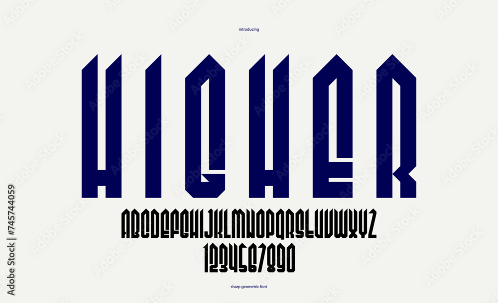 Sharp and bold vector display condensed font for logos, gothic or heavy ...