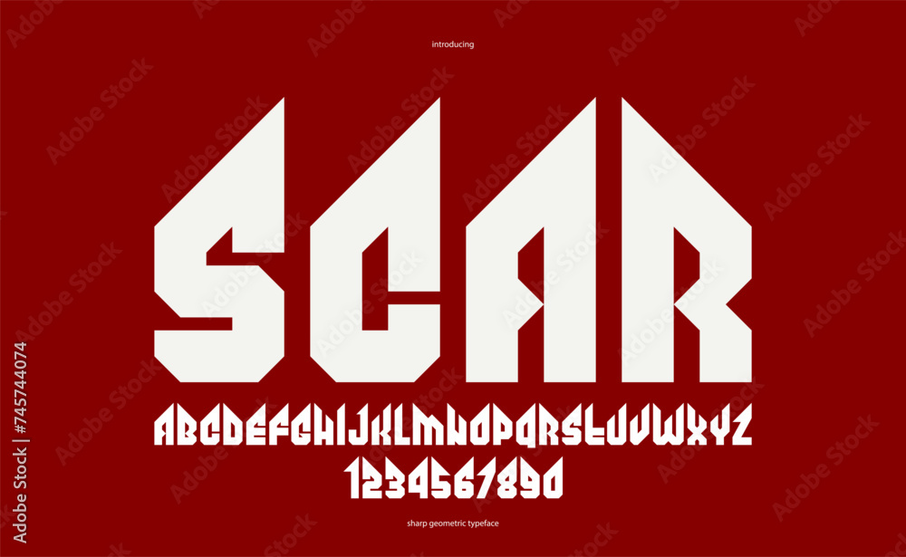 Sharp and bold vector display font for logo, gothic or heavy metal ...