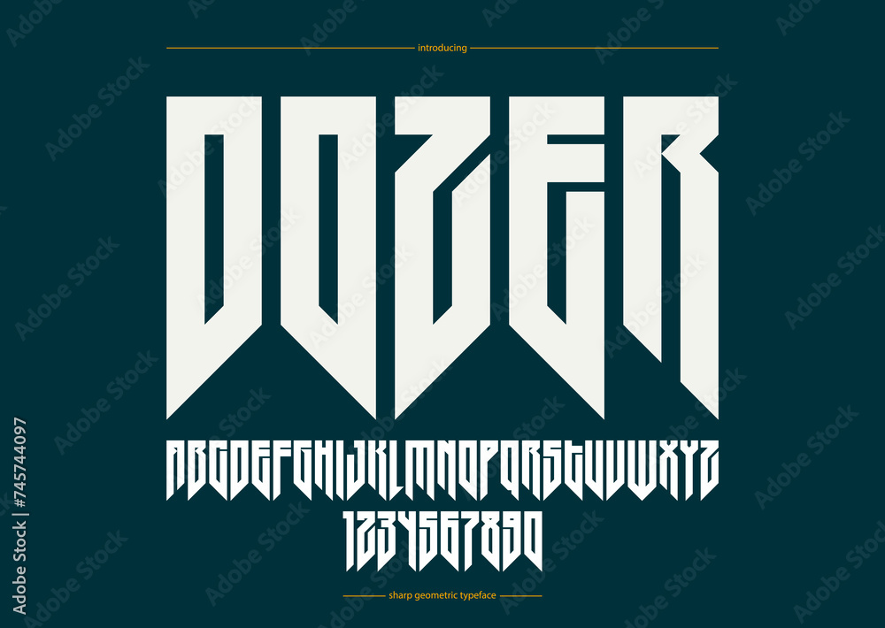 Sharp and bold vector display condensed font for logos, gothic or heavy ...