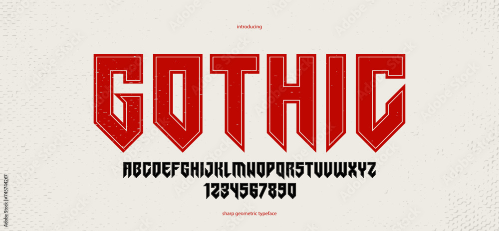 Sharp and bold vector display font for logo, gothic or heavy metal ...