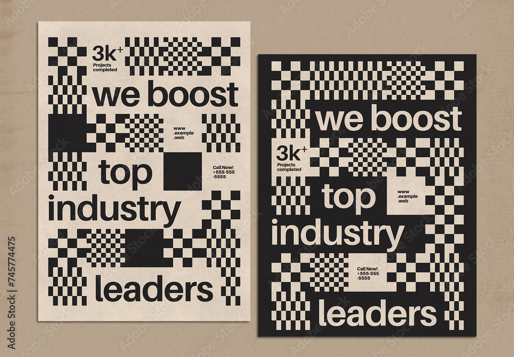 Stylish Poster Design Layout with Chess Style Patterns Stock Template ...