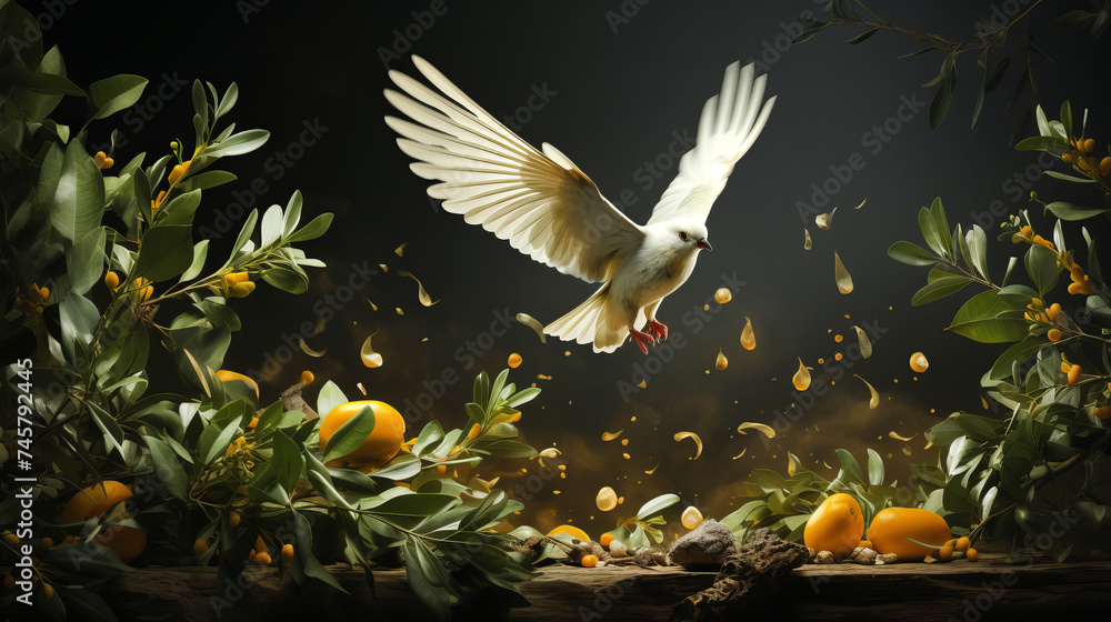 Dove of Peace: A gentle illustration of a white dove, representing ...
