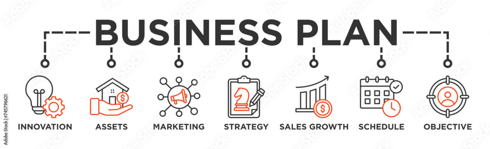 Business plan banner web icon illustration concept with icon of ...