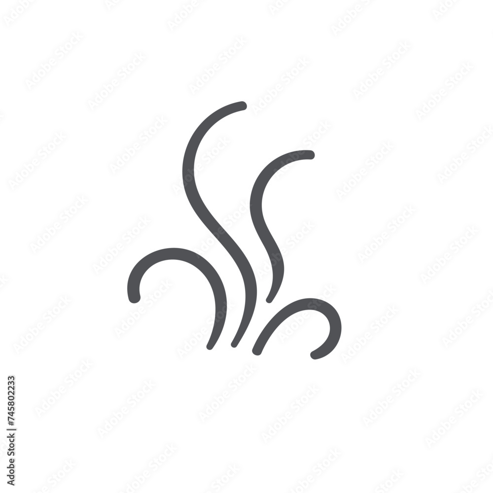 Steam four swirl lines icon. Hot fire smoke, aroma odor of perfume and ...