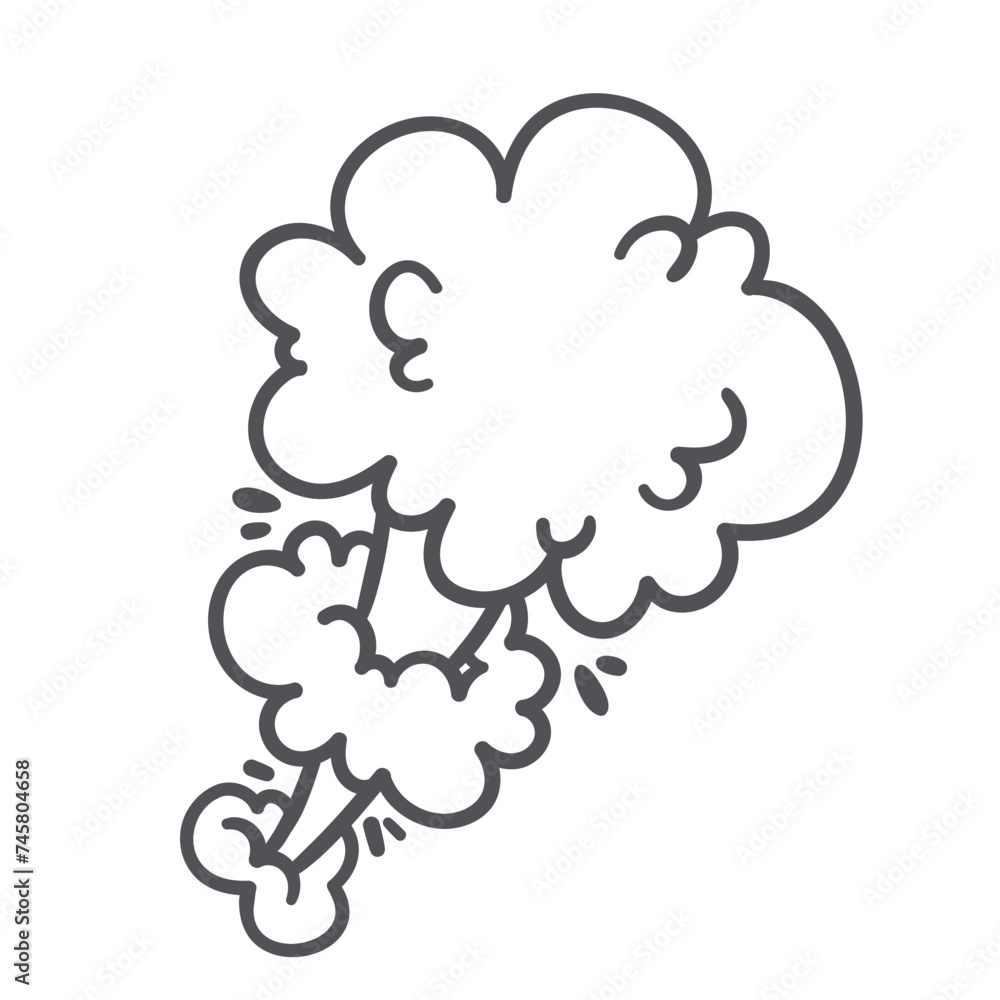 Smoke puff clouds with whoosh and speed line effect icon. Silhouette of ...