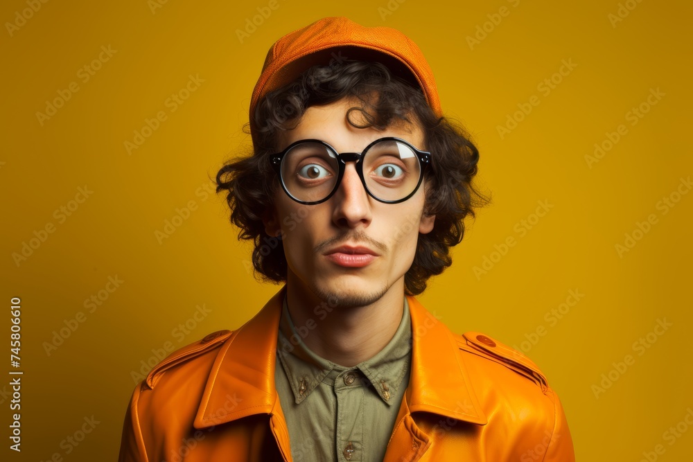 A portrait of someone wearing a fake nose and glasses disguise ...