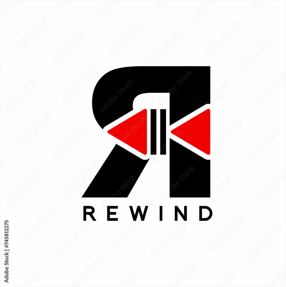 Rewind logo design with letter R and its symbol. Stock Vector | Adobe Stock