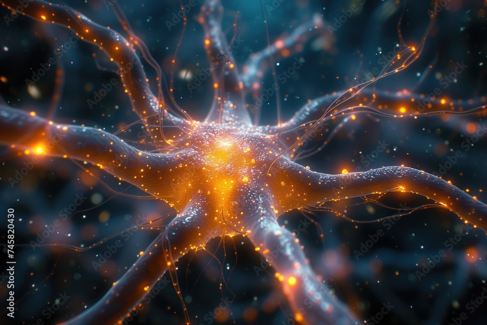 Learning Process illustratio. Inside the brain, nerve cells form ...