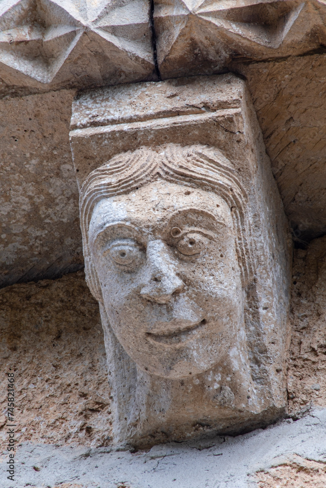 smiling face, Hermitage of Nuestra Señora del Valle, Romanesque ogival ...