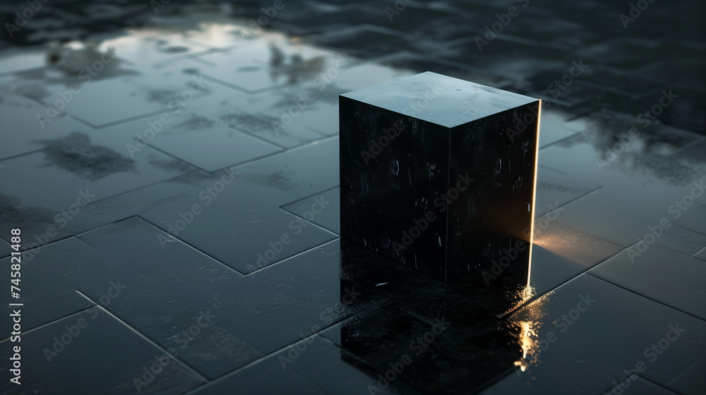 black cube 3d wallpaper, futuristic technology concept background or ...