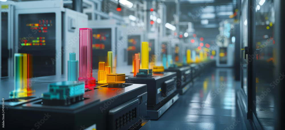 visualization of factory production data in shapes and forms of colors ...