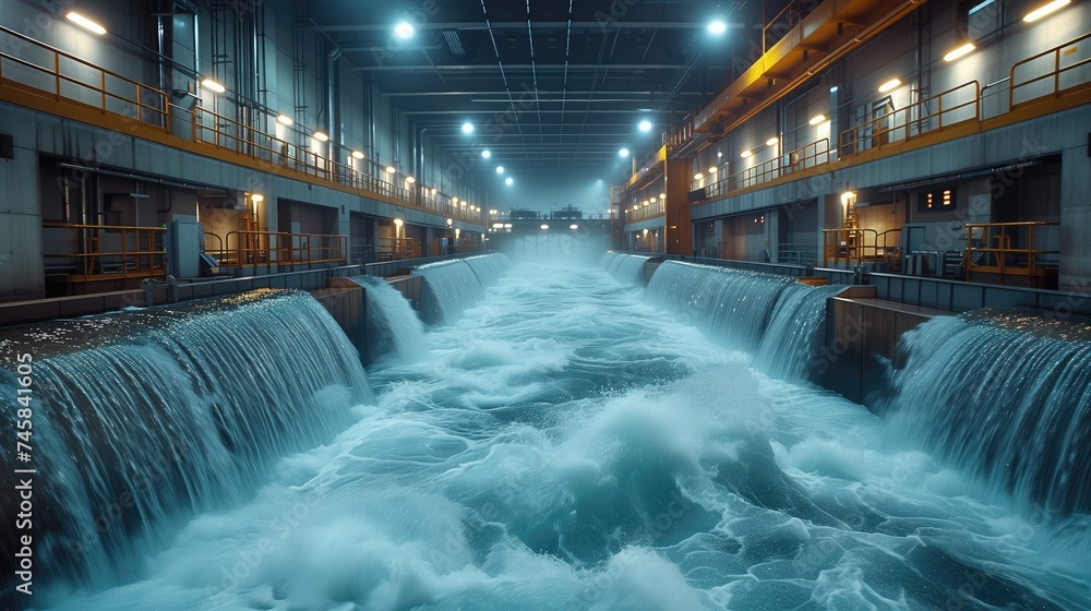 Hydroelectric Power Plant. Workers are photographed inside a ...