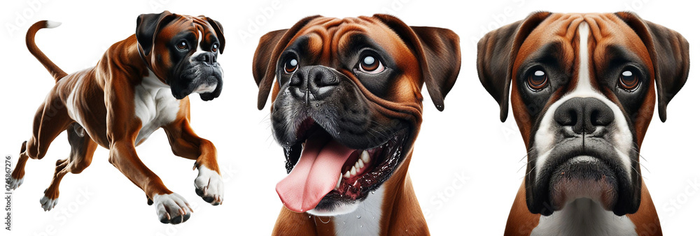 Cut-Out Set of Boxer Dog and Bulldog: Happy, Sad, Playing, Jumping, and ...