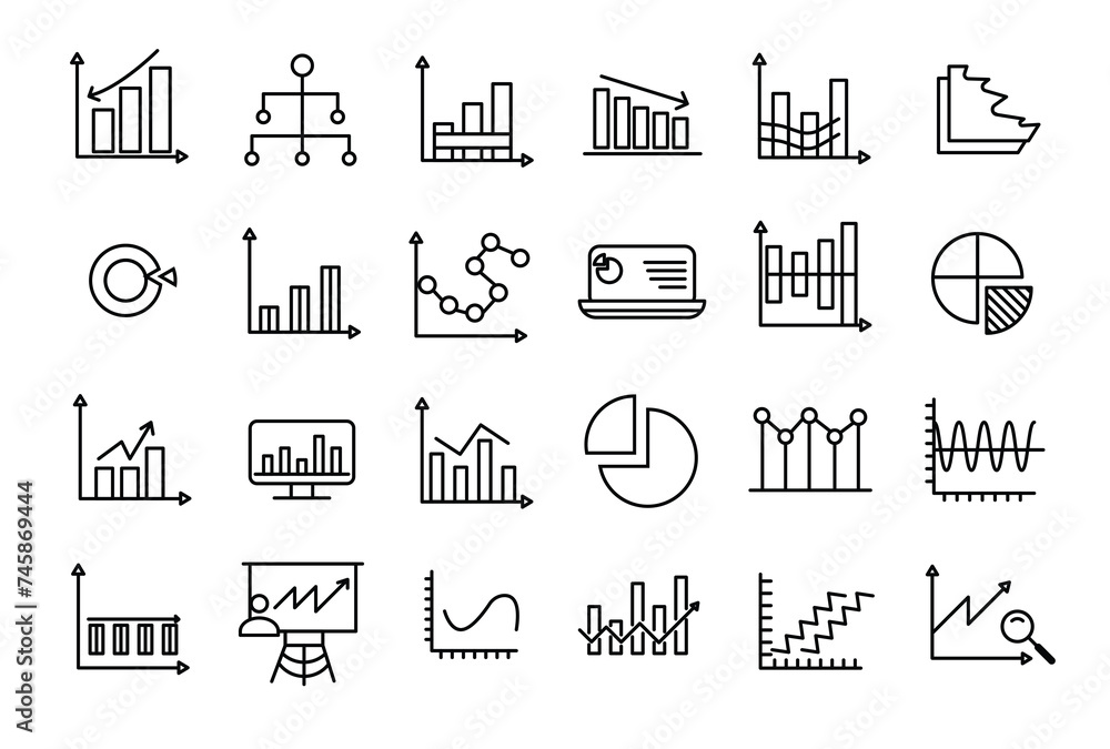 Charts and graphs related vector icons for your design. Graphics and ...