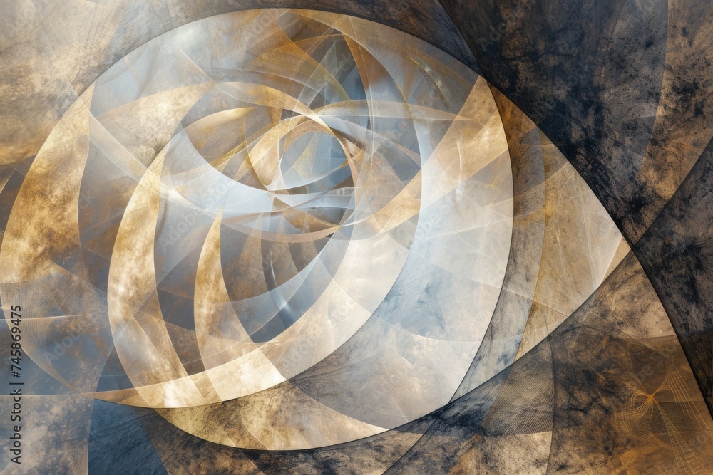 Abstract fractal spiral in golden and blue hues - A beautifully complex ...
