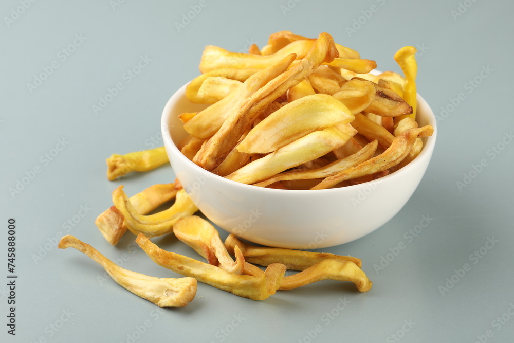 Jackfruit chips or Chakka Varuthathu Kerala fried snacks food. Kerala ...
