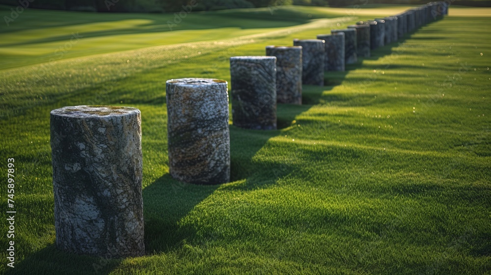 groups of black-veined marble pillars standing vertically on the ...